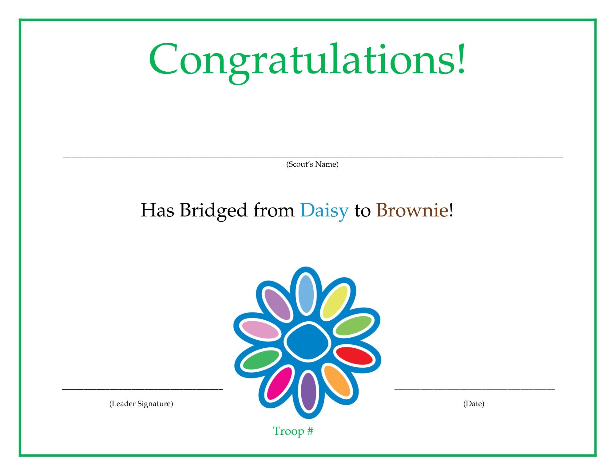 Girl Scout Daisy Petal & ALL Levels Bridging Certificates | Editable ...