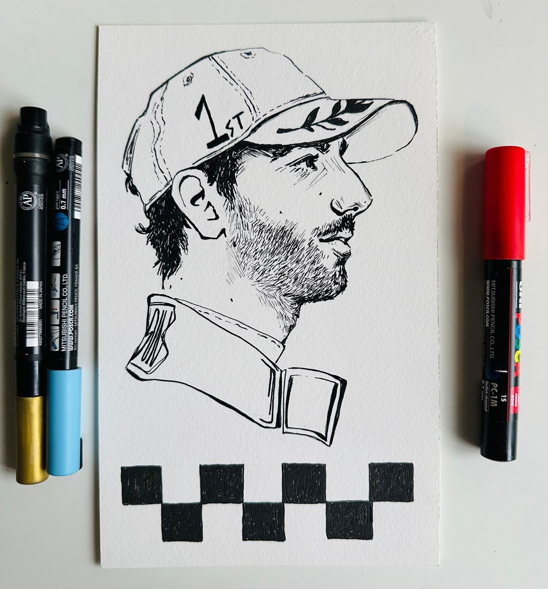 Daniel Ricciardo F1 Drawing ORIGINAL - Etsy