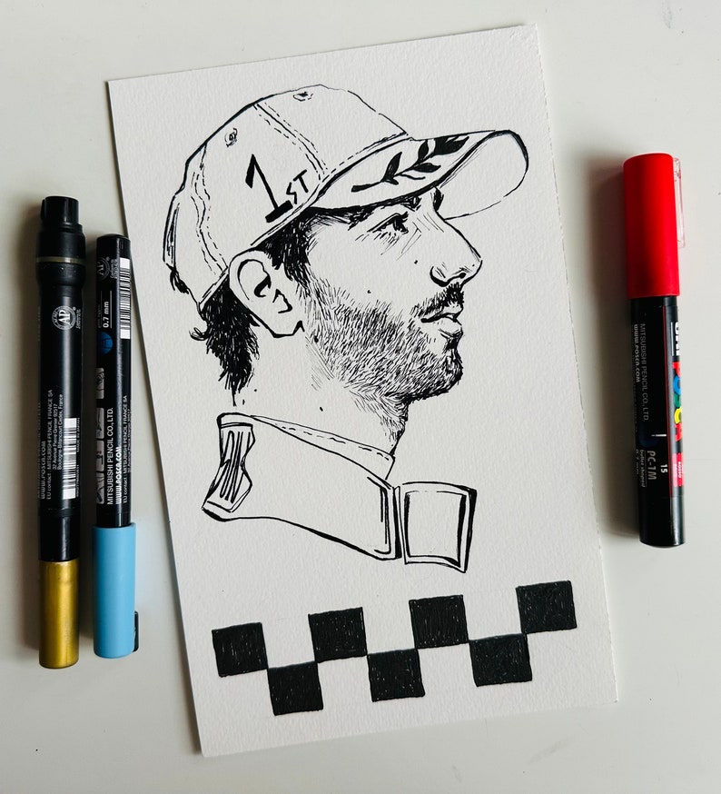 Daniel Ricciardo F1 Drawing ORIGINAL - Etsy