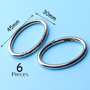 6pcs Spring Oval Ring Push Gate O Rings Snap Clasp Keychain Ring Bag ...