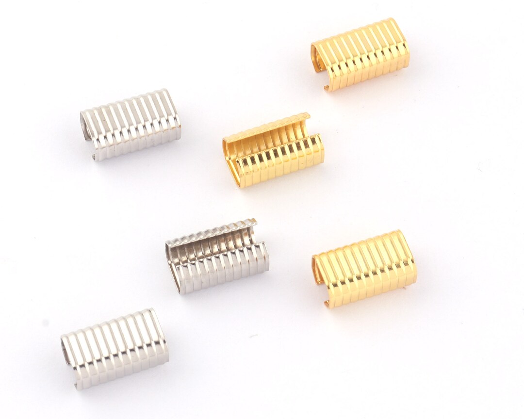 20mm Gold Metal Ribbon End Clamps With Loop Ribbon Cord Rope Clasps End ...