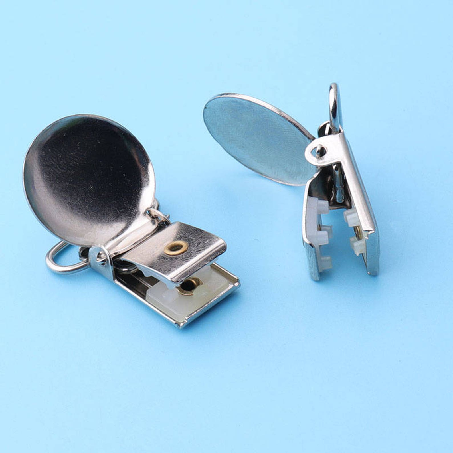 6pcs 7/8 Wide Strap Suspender Clips Round Faced Silver Round Suspender ...