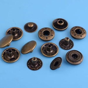 50sets 12mm Snap Button Set With Bronze Color,metal Sew on Snap Buttons ...