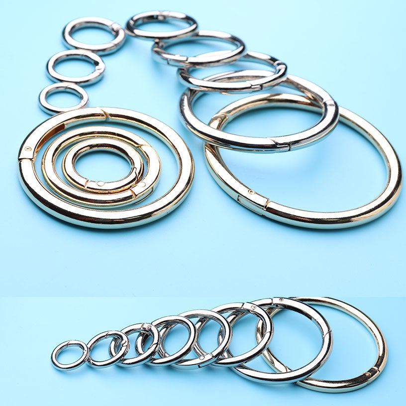 O Ring Spring Gate Ring Metal O Rings Spring Ring Clasp Push Gate Gold ...