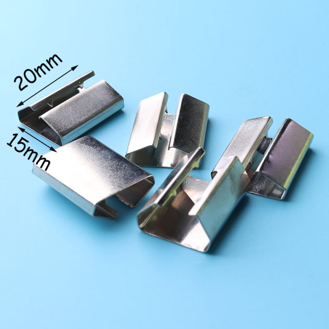 20pcs Webbing End Connector Stainless Steel Clamps Crimp Ribbon End 6 ...