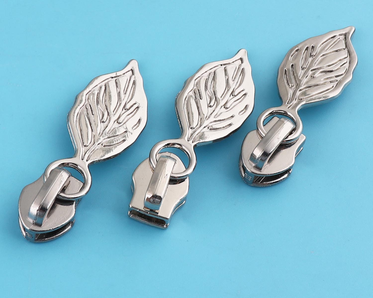 Leaf Shape Zipper Pullszipper Heads With Silver Color Zipper - Etsy