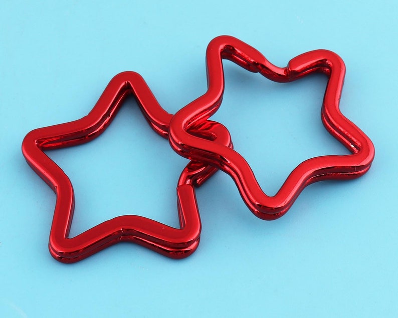Star Shape Key Split Ringskey Chain Key Ring Red Color DIY - Etsy