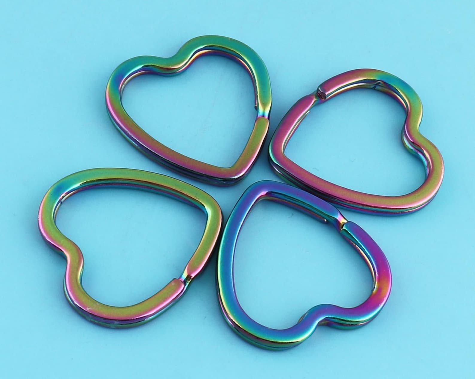 Heart Shape Key Split Ringskey Chain Key Ring Rainbow Color - Etsy
