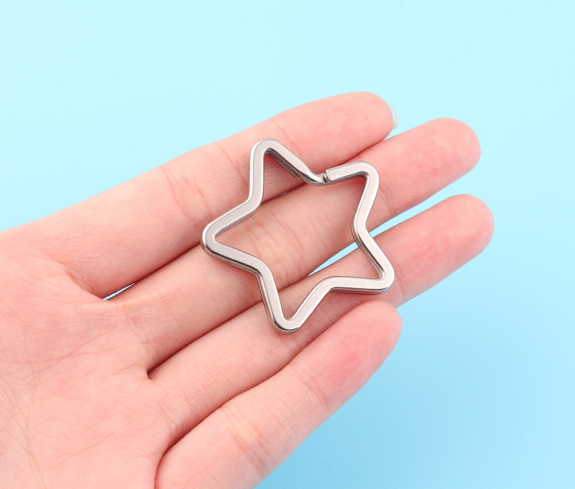 Stainless Steel Star Shape Split Key Rings 35mm Silver Key Ring Split ...