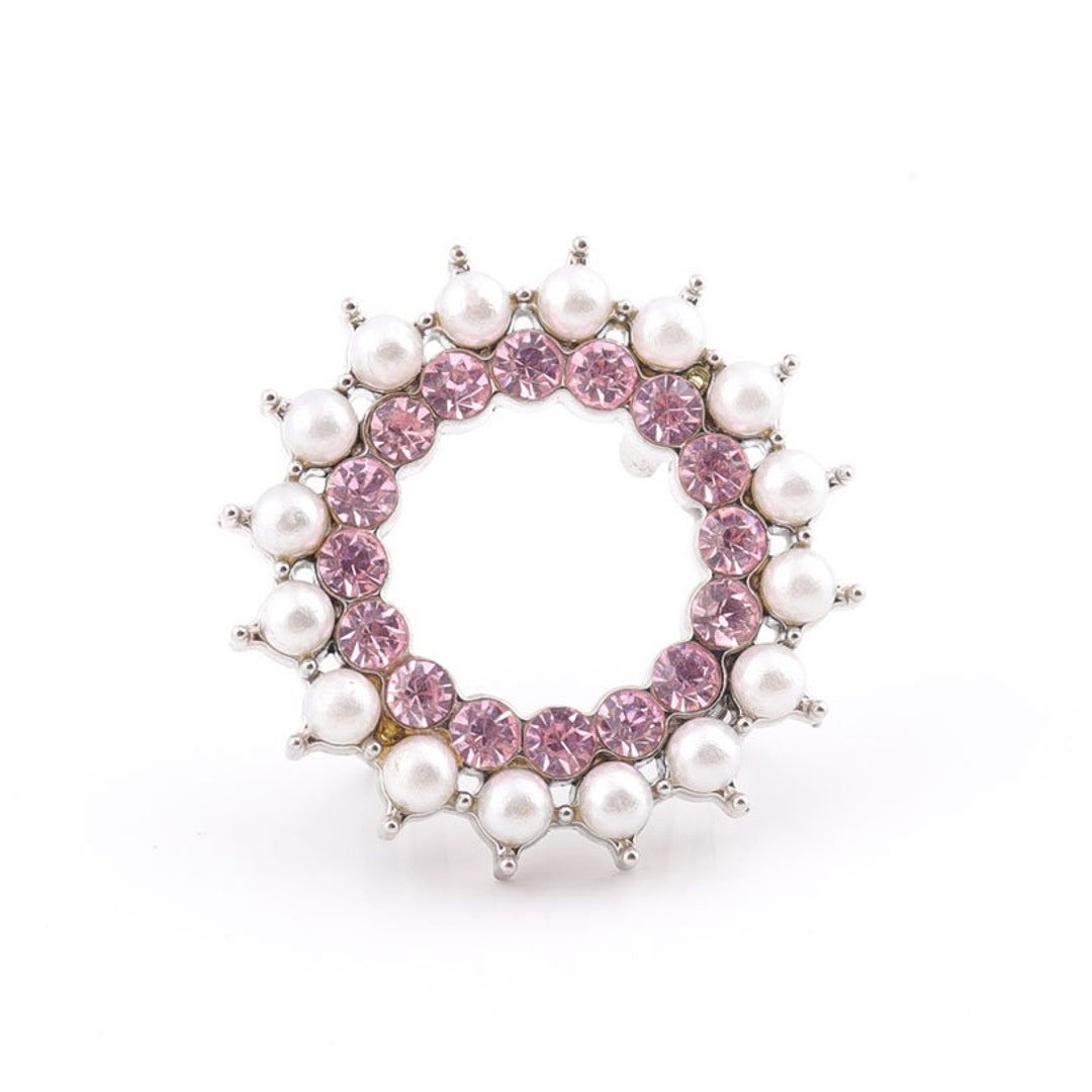 4pcs Metal Pink Crystal Buttons Purse Decorations Pearl Flatbacks ...