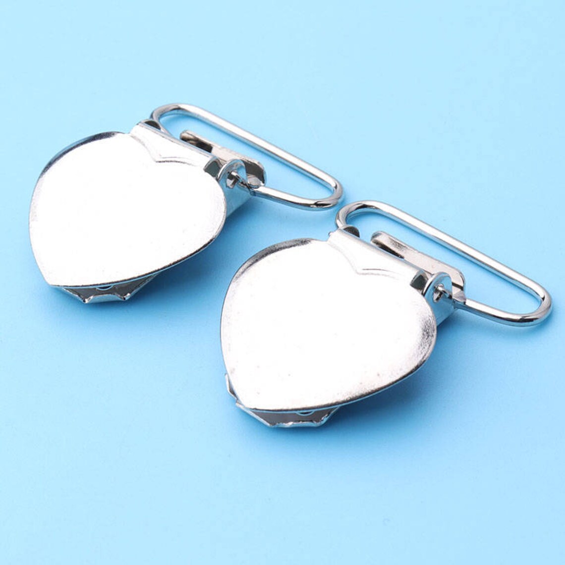 4pcs Heart Shaped Suspender Clips Silver Heart Shaped Pacifier - Etsy