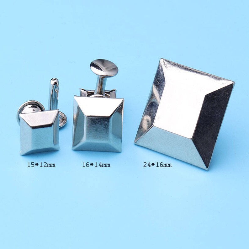 50sets Square FLAT Head PYRAMID Rivet Screw Studs High Quality Plating ...