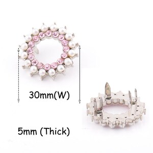 4pcs Metal Pink Crystal Buttons Purse Decorations Pearl Flatbacks ...