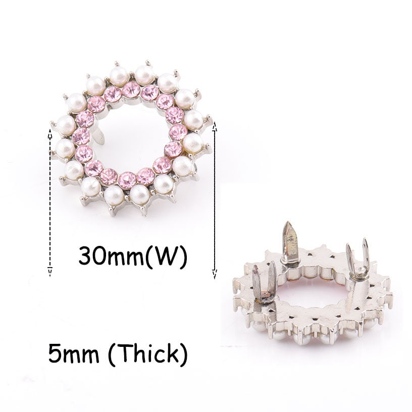 4pcs Metal Pink Crystal Buttons Purse Decorations Pearl - Etsy