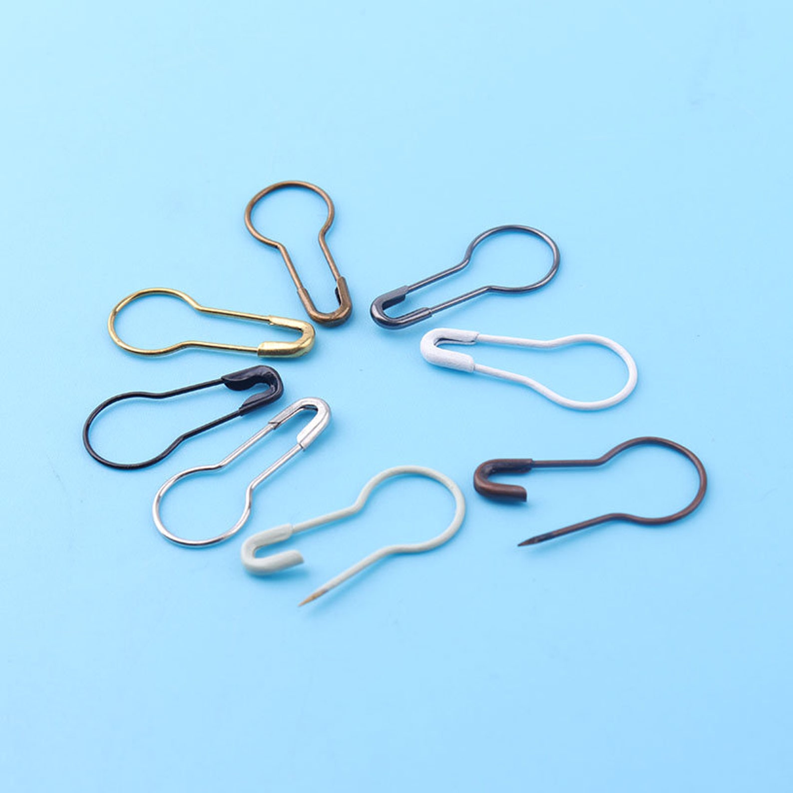 100pcs Bulb Safety Pins 219mm Ear Ring Pear Shape Safety Pins Stitch ...