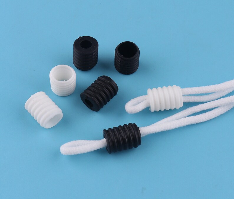 10x4mm Black /white Cord Lock Elastic for Face Mask Toggles Band ...