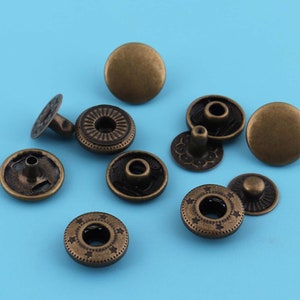 50sets 12mm Snap Button Set With Bronze Color,metal Sew on Snap Buttons ...