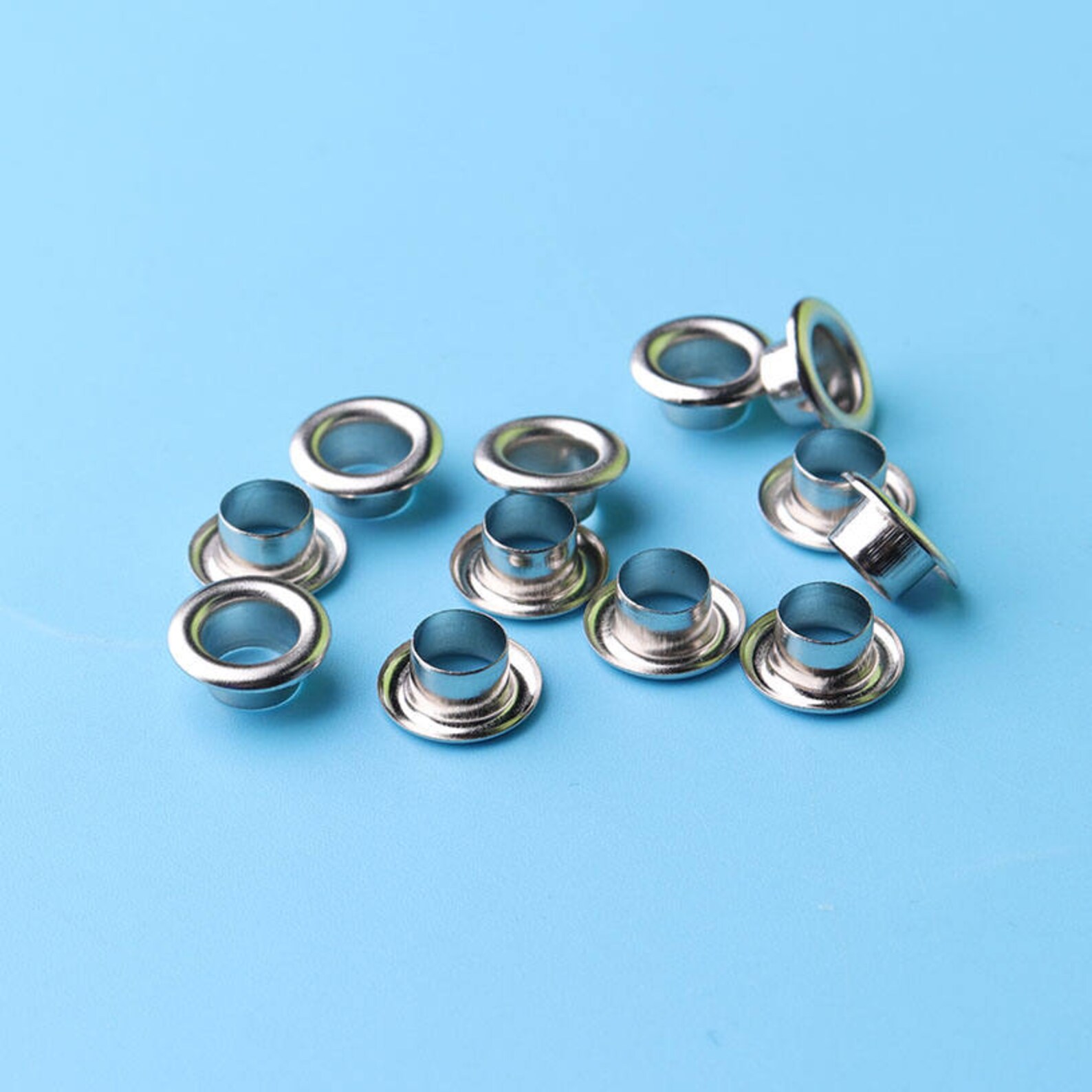 100sets Grommets Eyelets Silver 5mm Hole for Clothe Making Leather ...