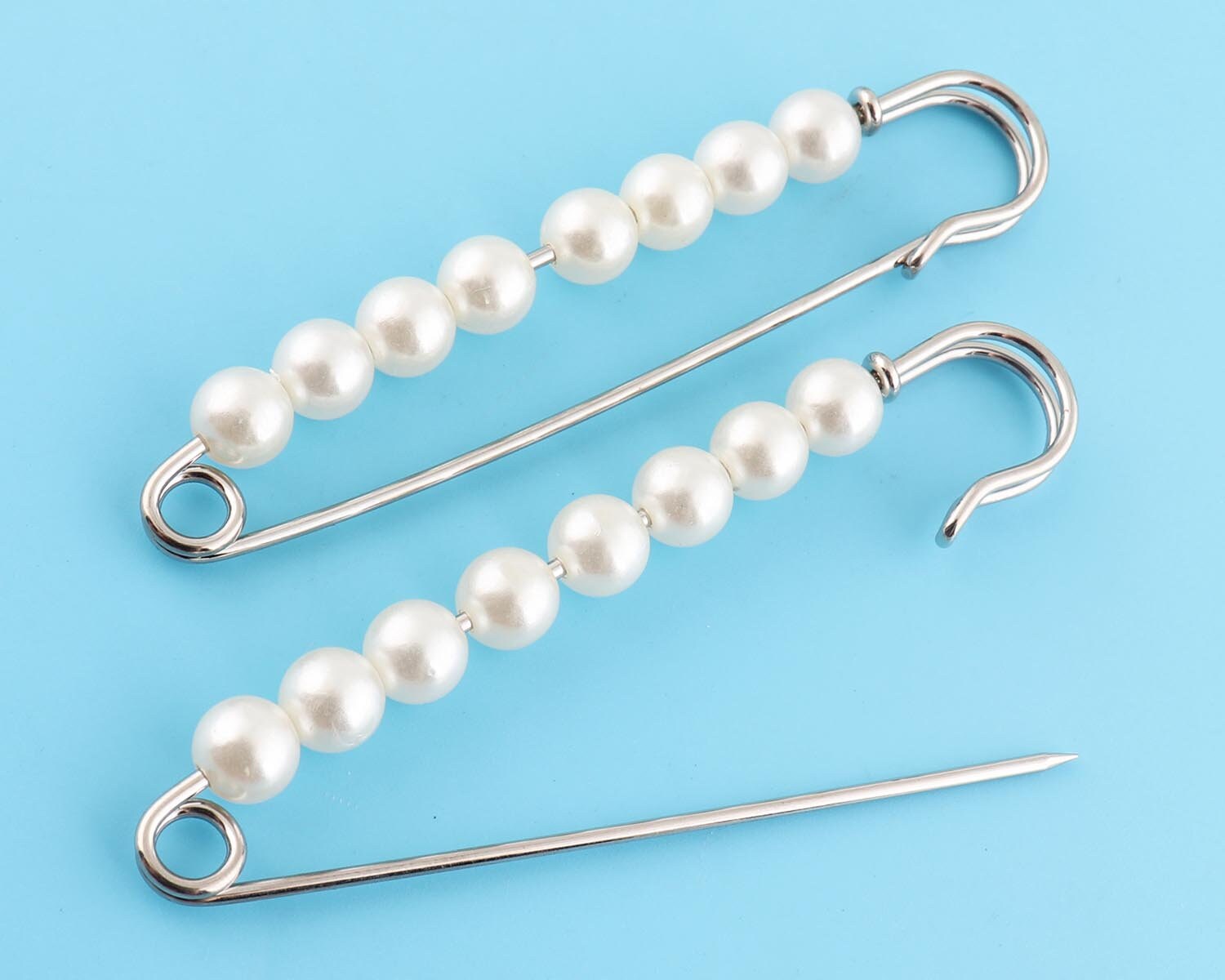 Pearl Safety Pin,metal Safety Pin,silver Color Pins,6 Sets 85 Mm,kilt ...