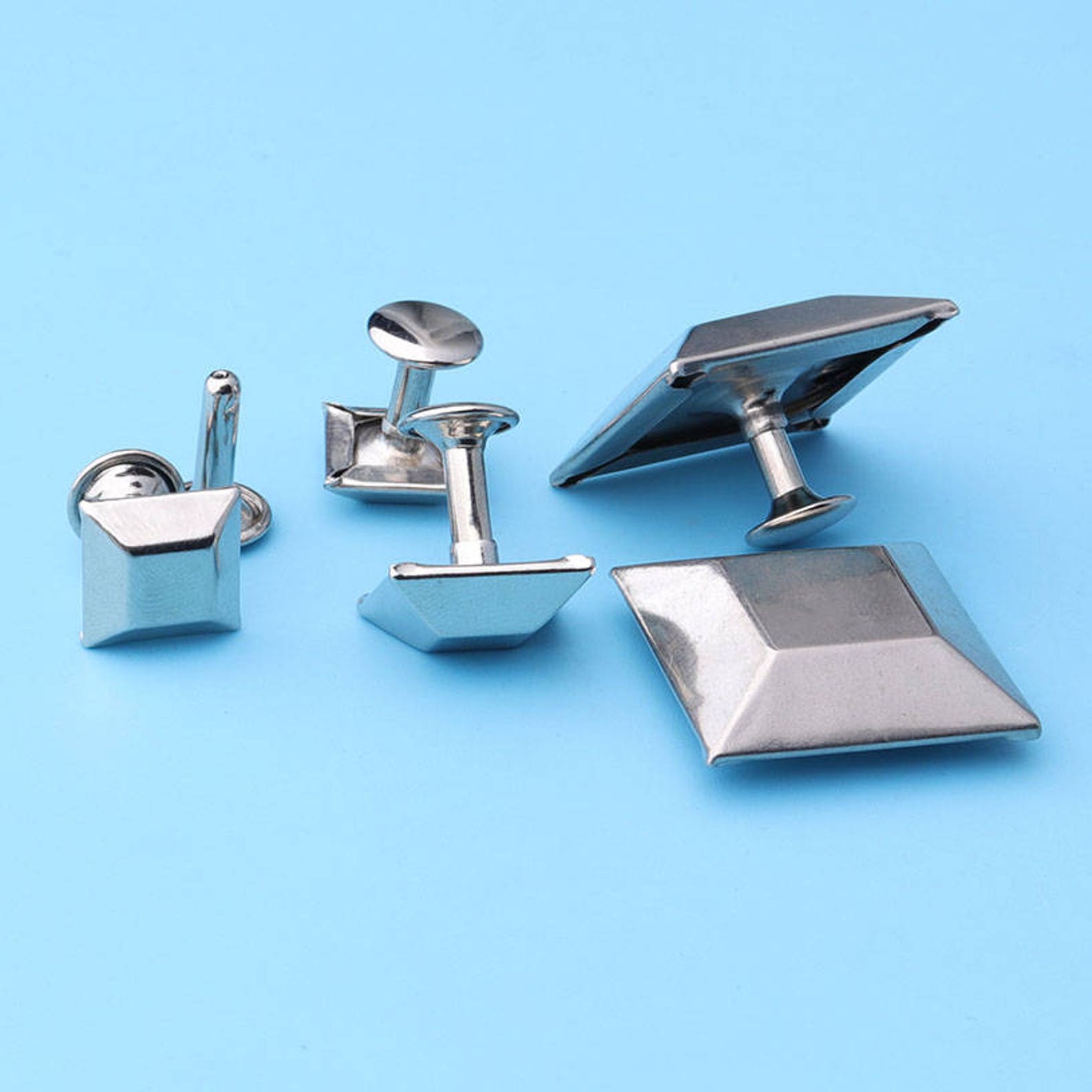 50sets Square FLAT Head PYRAMID Rivet Screw Studs High Quality Plating ...