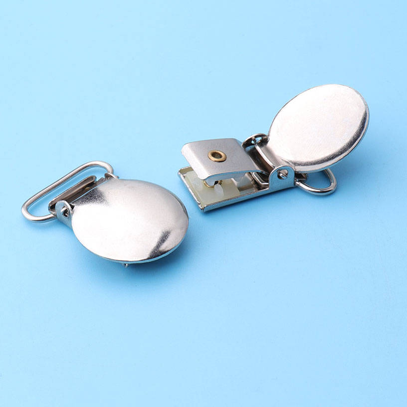 6pcs 7/8 Wide Strap Suspender Clips Round Faced Silver Round Suspender ...