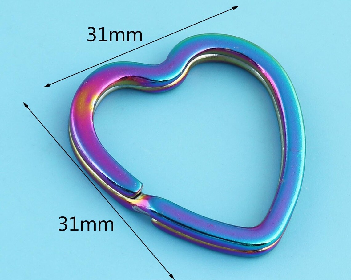 Heart Shape Key Split Ringskey Chain Key Ring Rainbow Color - Etsy