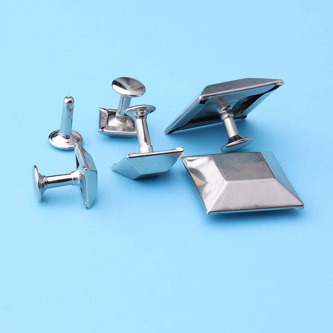50sets Square FLAT Head PYRAMID Rivet Screw Studs High Quality Plating ...