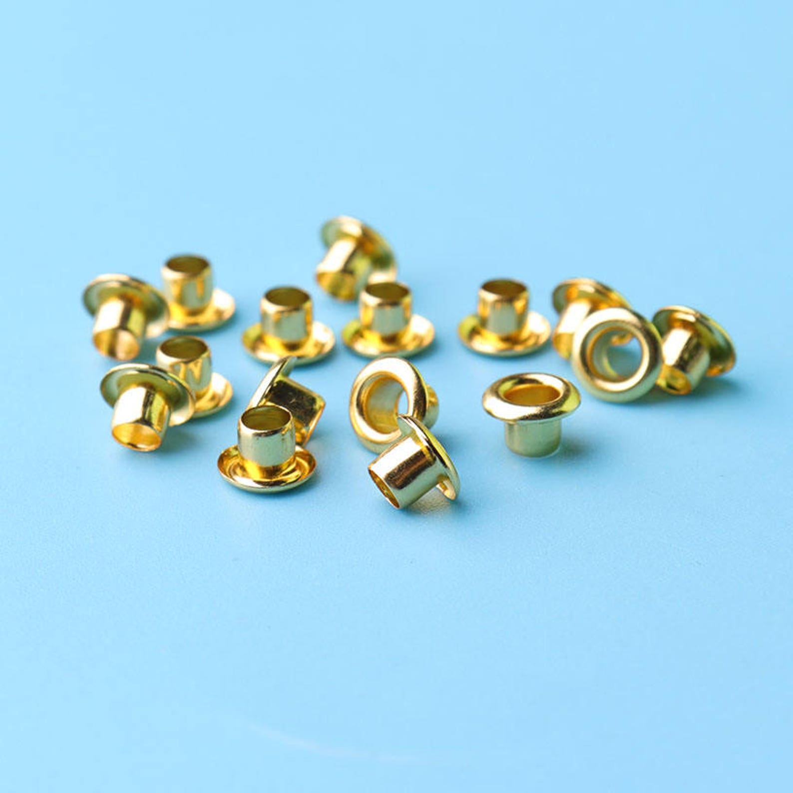 100pcs Gold Round Grommet Eyelet Hole 3mm Small Grommet Eyelets Self ...