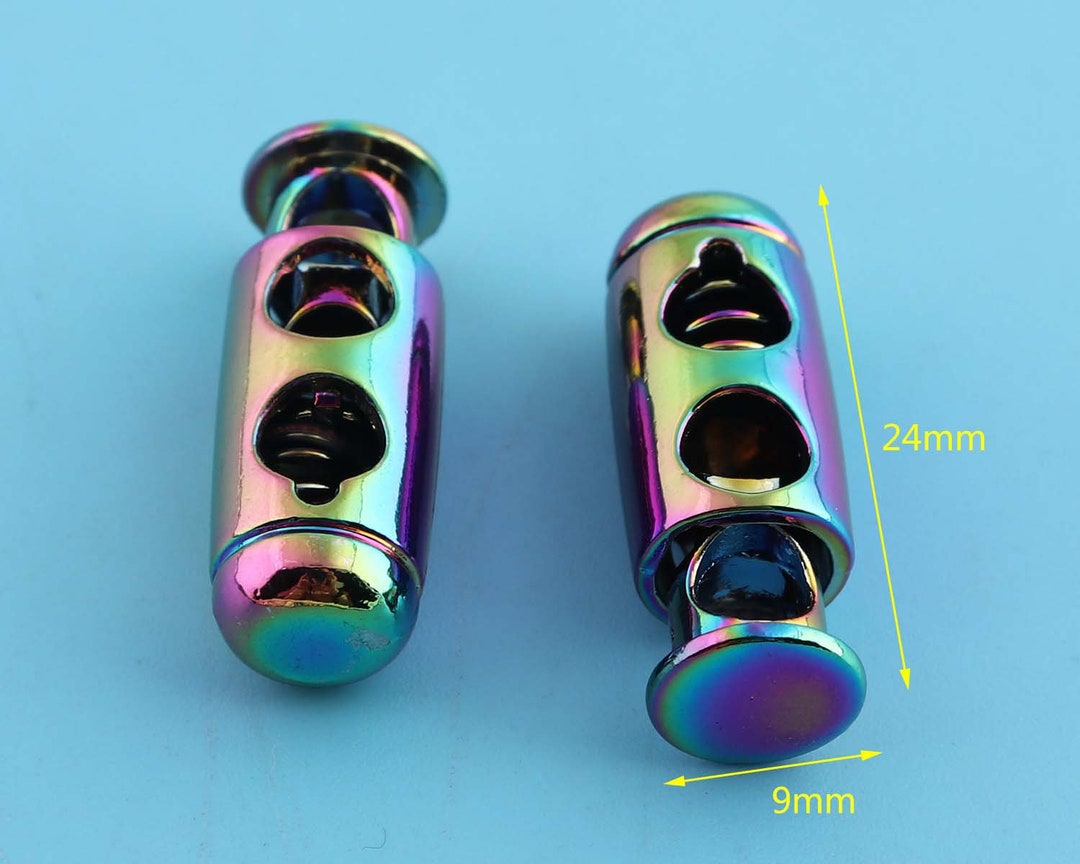 4pcs Metal Cord Lock With Rainbow, Double Barrel Toggle Cord Lock ...