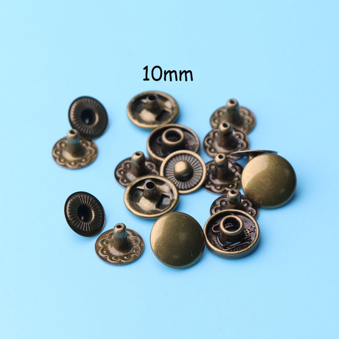 50sets 10mm Sets of Metal Sew on Snap Buttons Available in Antique ...
