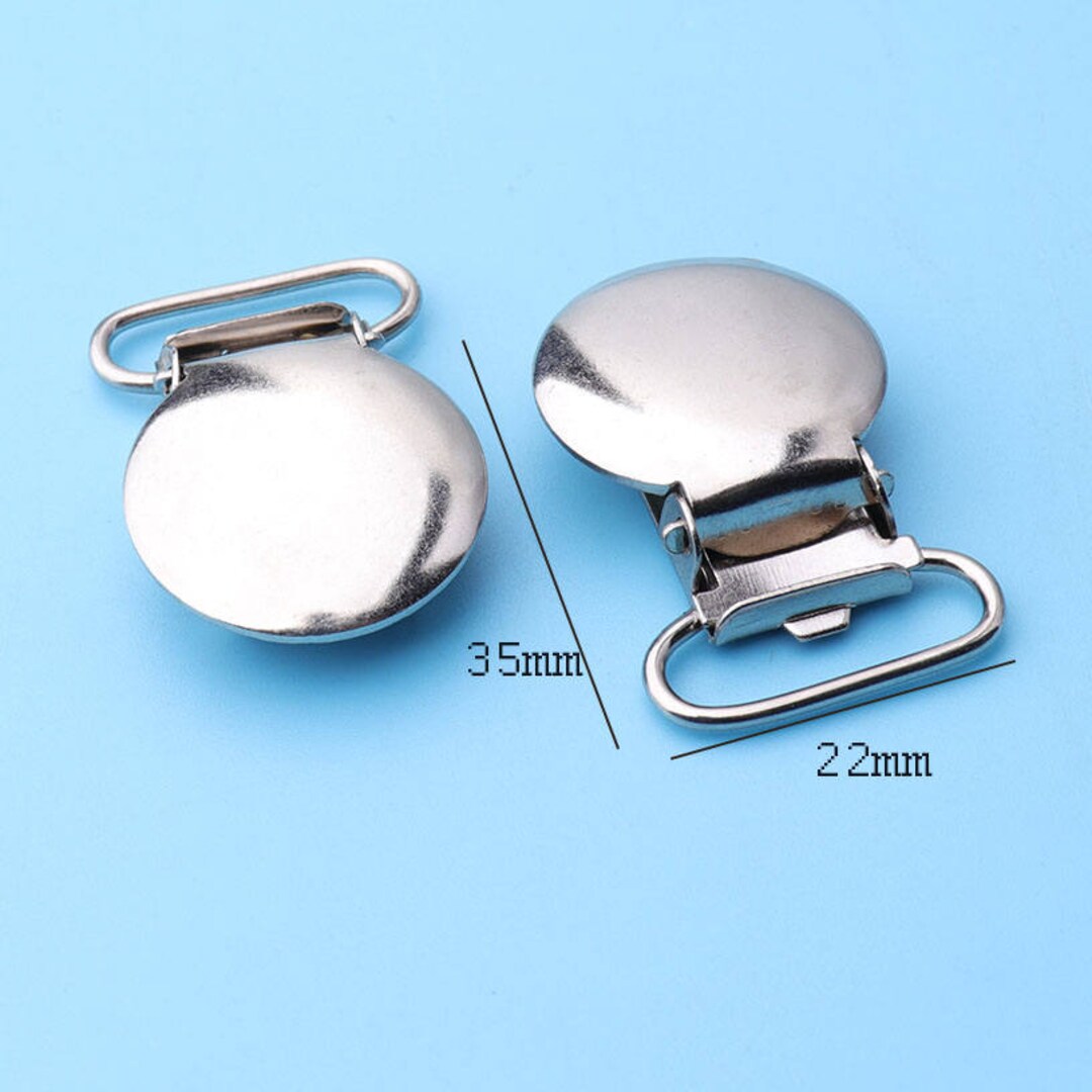 6pcs 7/8 Wide Strap Suspender Clips Round Faced Silver Round Suspender ...