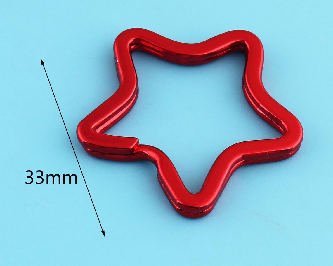 Star Shape Key Split Ringskey Chain Key Ring Red Color DIY | Etsy