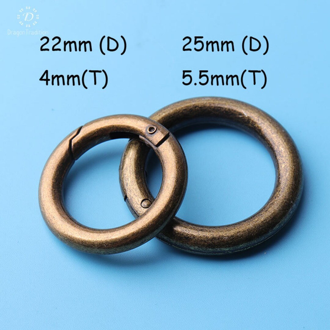 6pcs Bronze Spring O Ring Push Gate O Rings Snap Clip O-rings Round ...