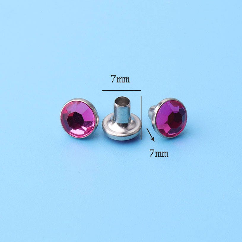 Nailhead 7mm Glass CRYSTAL on Purple Synthetic Rhinestone Rivets ...