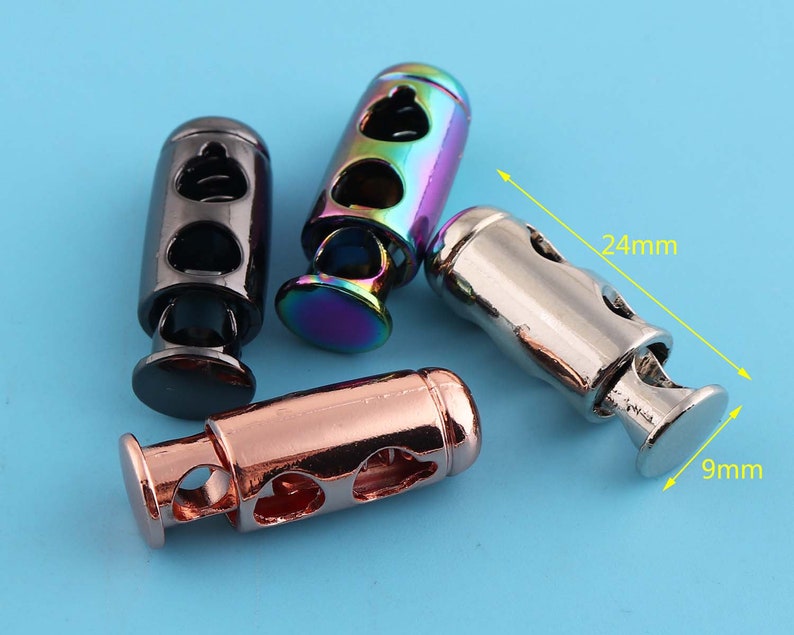 10pcs Metal Cord Lock With Rainbow/silver/rose Gold/gunmetal, Double ...