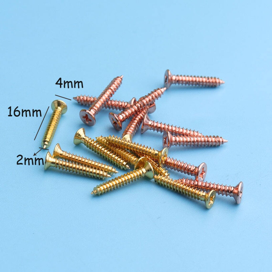 Screws Rose Gold / Gold Color Iron Small Wood Metal Rustic Fastener ...