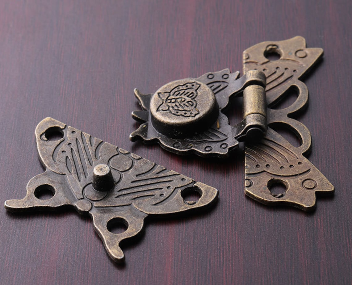 1set Antique Bronze Color "butterfly" Lock Latch ,small Box Hardware ...