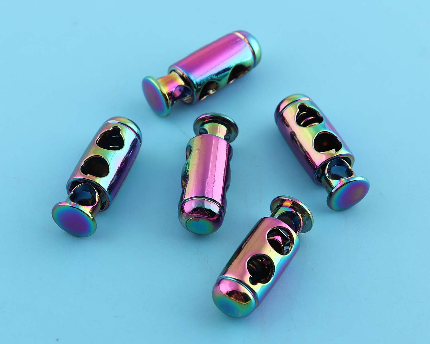 4pcs Metal Cord Lock With Rainbow, Double Barrel Toggle Cord Lock ...
