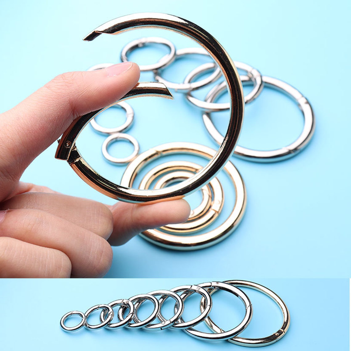 O Ring Spring Gate Ring Metal O Rings Spring Ring Clasp Push Gate Gold ...