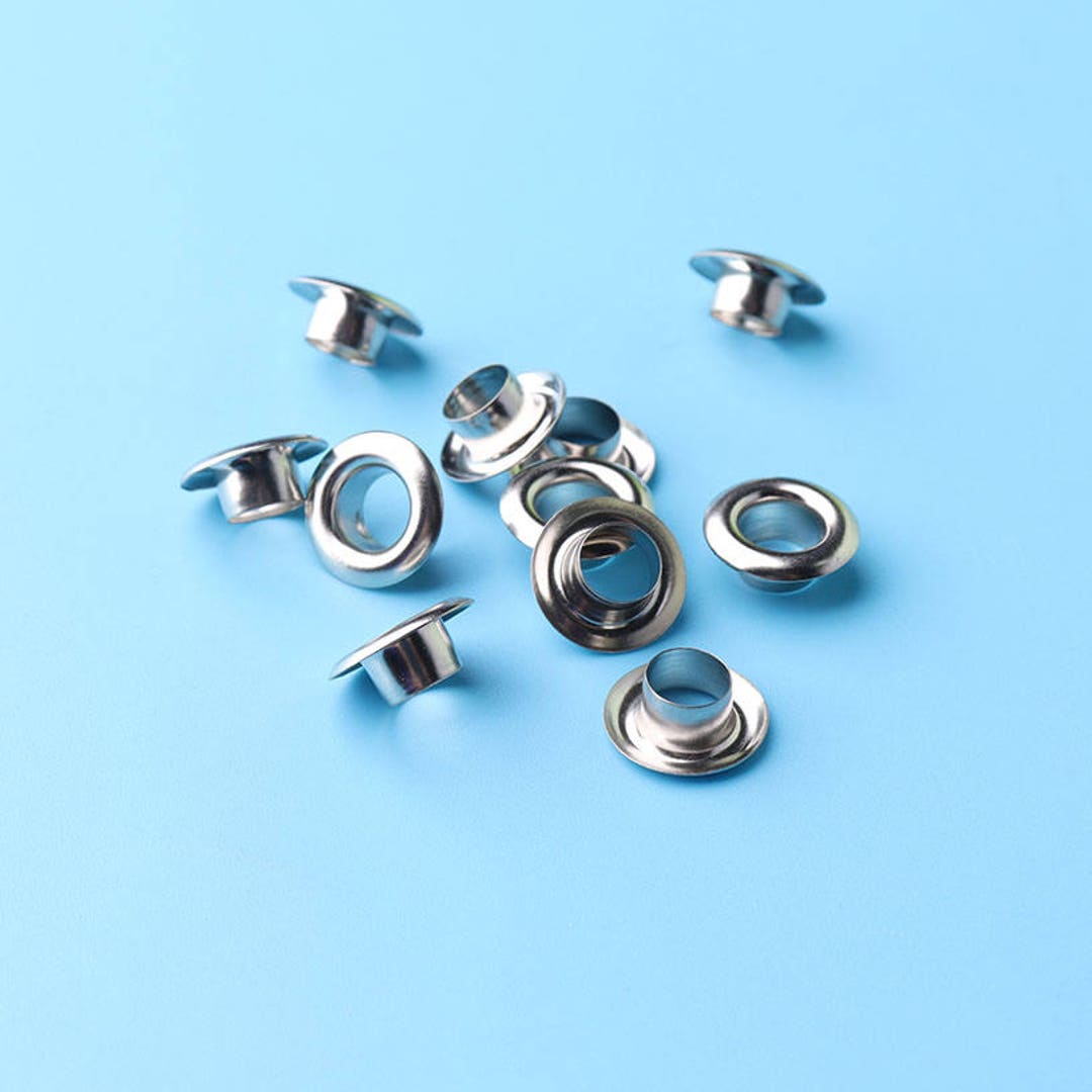 100sets Grommets Eyelets Silver 5mm Hole for Clothe Making Leather ...