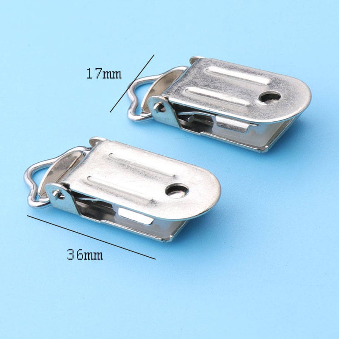 4pcs 17mm Strap Suspender Clips Silver Metal Suspender Clips Round ...