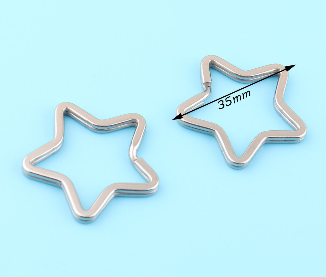 Stainless Steel Star Shape Split Key Rings 35mm Silver Key Ring Split ...
