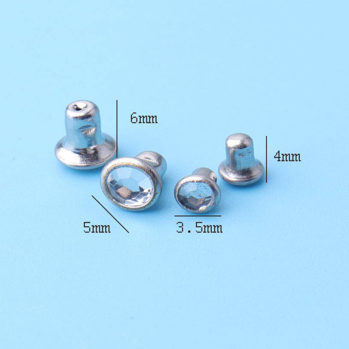 20pcs Glass CRYSTAL RIVETS Snap Cap Riveting Metal Blanks or - Etsy