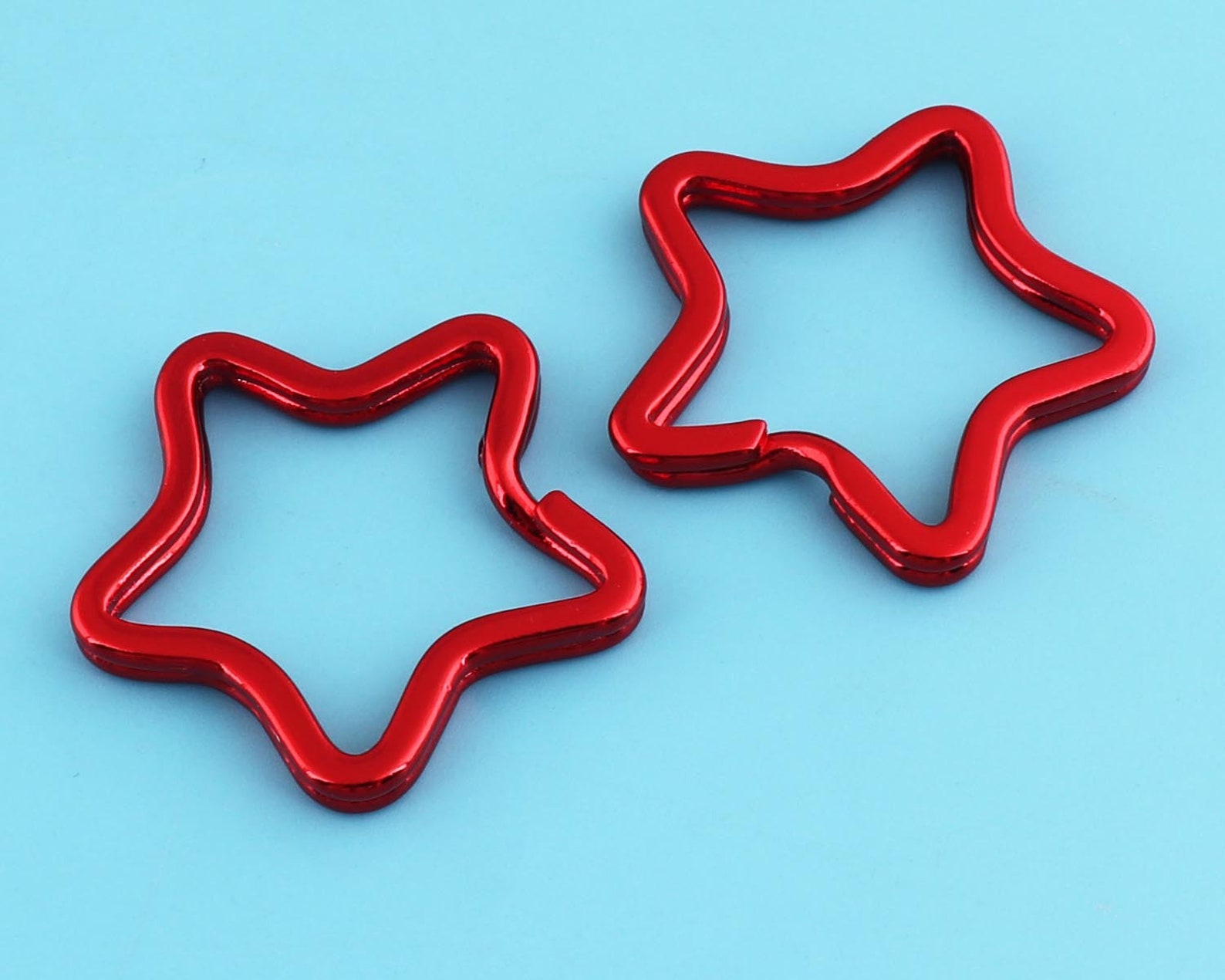 Star Shape Key Split Ringskey Chain Key Ring Red Color DIY - Etsy