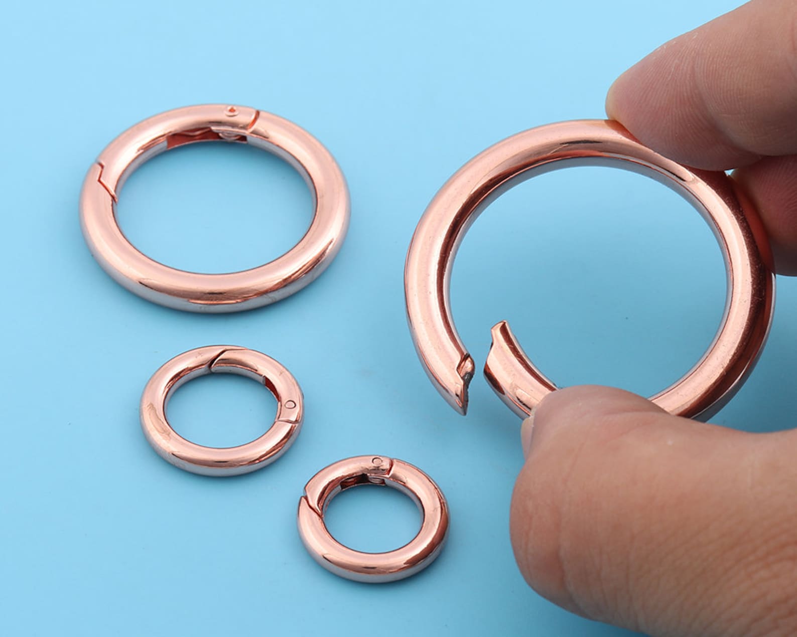 O Ring Spring Gate Ring Metal O Rings Spring Ring Clasp Push Gate Rose ...