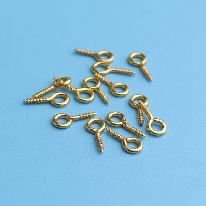 50pcs Screw/ Eye Bails Gold Plated Eye Pin Bail Top Drilled - Etsy
