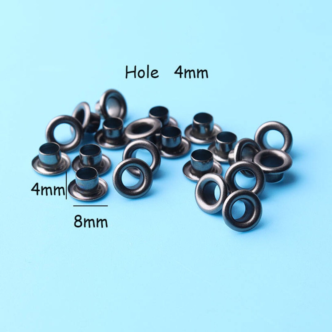 100pcs Eyelets Grommet 4mm-hole Gunmetal Black Metal Eyelets Punk Style ...