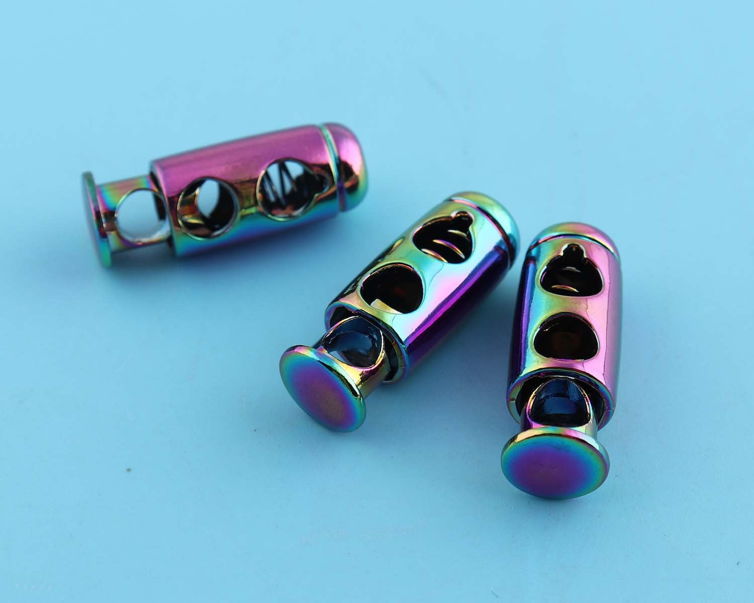 10pcs Metal Cord Lock With Rainbow/silver/rose Gold/gunmetal, Double ...