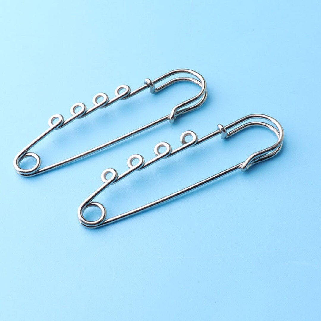 6pcs Safety Pin With Loops Large Pins Silver Kilt Pin 76mm Shawl Brooch Pins Earring Decoration ...