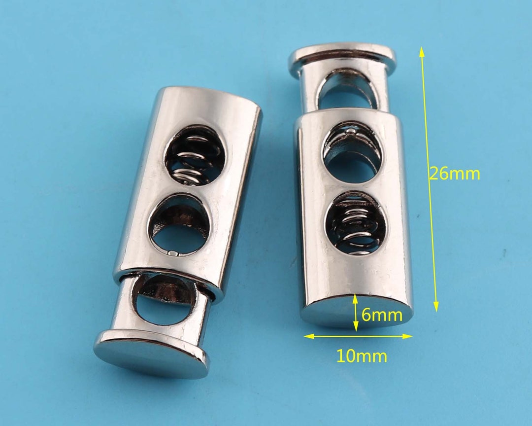 4pcs Metal Spring Cord Lock With Silver Color , Double Barrel Toggle ...